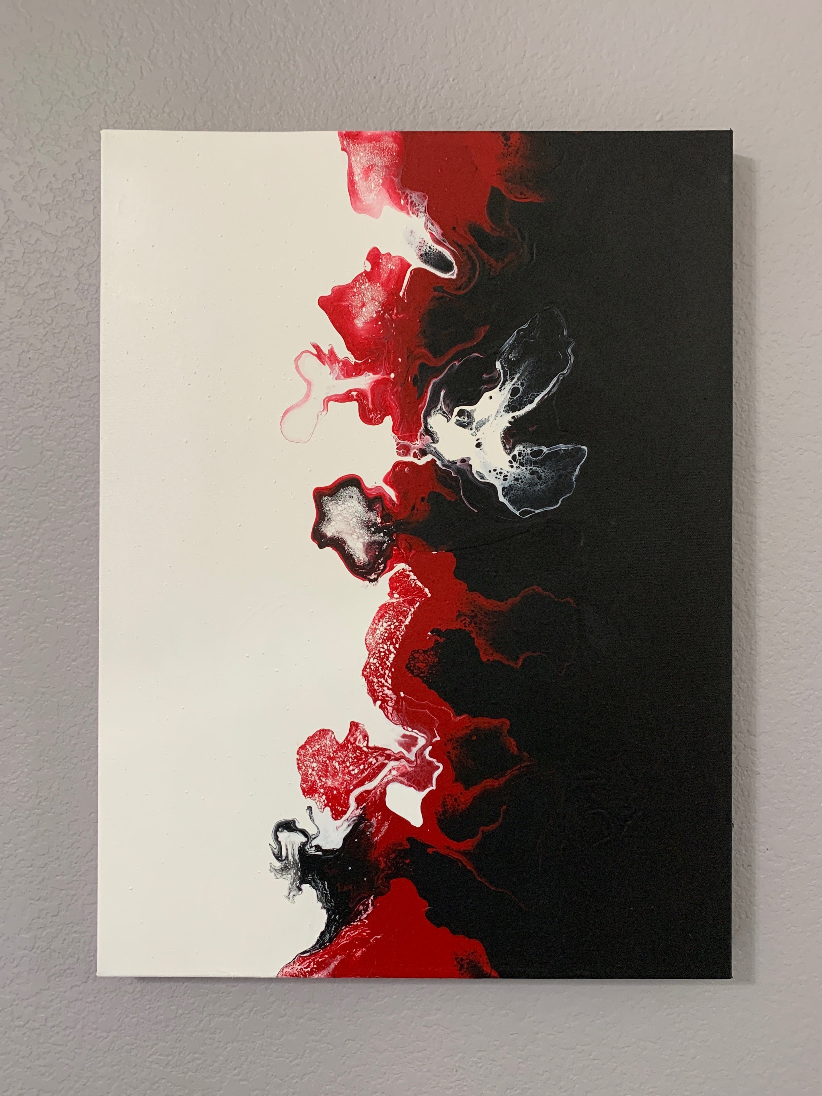 Black And White And Red Abstract Art