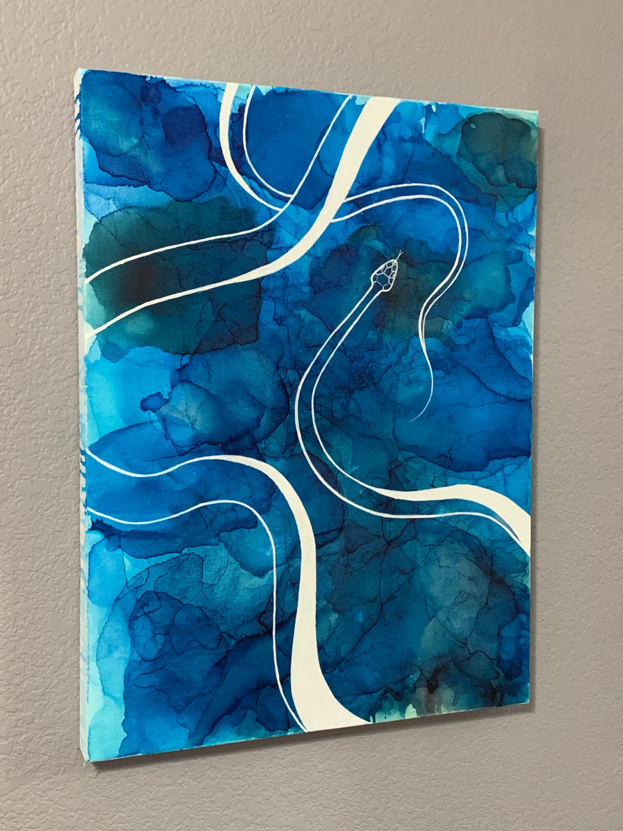 White Snake Canvas Painting – Reptile Blood LLC